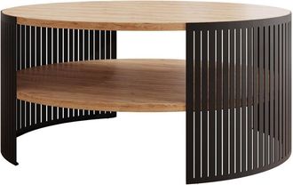 Best Mobilier Bestmobilier - Cruz - table basse - aspect chêne naturel et noir - 75 cm