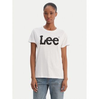 Lee T-Shirt Logo Tee L42UER12 112109470 Wei&szlig; Regular Fit