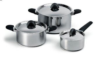 Kuhn Rikon 37318 Kochgeschirr Topf 3er Set Luna (Stielkasserolle 1.5L - 16cm/Topf 3.0L - 20cm/6.0L - 24cm)