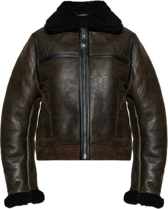 Samsøe & Samsøe veste à col en peau lainée - Marron