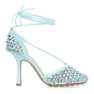 Bottega Veneta Rhinestone Sandalen mit Kn&ouml;chelriemen und Absatz - - Shoes - Damen - Blau - 40 EU