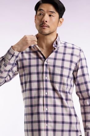 Eden Park Chemise &Agrave; Carreaux En Coton Rose Coupe Droite