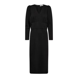 Co'Couture Femme, Robes, Noir, Taille: 38 FR Élégante Robe Drappée à Manches Bouffantes