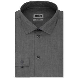 Kenneth Cole Herren Regular Fit Solid Klassisches Hemd, Grau (Graphite//Natures Delight), 36 cm-37 cm Hals 81 cm-84 cm Ärmel