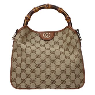 Gucci Femmes Sacs &agrave; main Tissu Beige/Marron