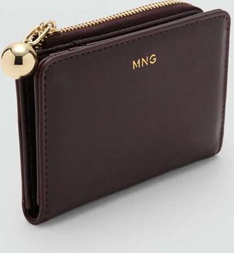 Mango Kleine Mini-Geldb&ouml;rse mit Perlenverzierung schokolade - Damen - Einheitsgr&ouml;&szlig;e - MANGO