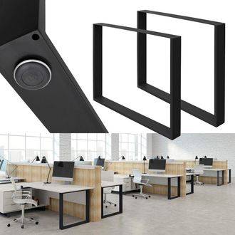 ECD Germany 2X Tischbeine aus Vierkantprofilen, 90 x 72 cm, Schwarz, pulverbeschichtete Stahl, Industriedesign, Metall Tischkufen Tischuntergestell Tischgestell M