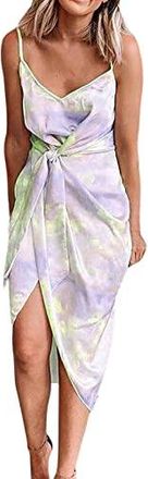 Generic Robes amincissantes d&eacute;t&eacute; pour femmes, sans manches, col trap&egrave;ze, soleil, 2026, violet, L