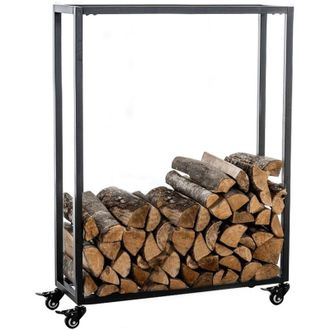 Clp Portalgna pour chemin&eacute;e Hetta en acier inoxydable noir, 25x60x100 cm