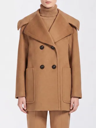 Max Mara Manteau court crois&eacute; 100% cachemire avec poches plaqu&eacute;es