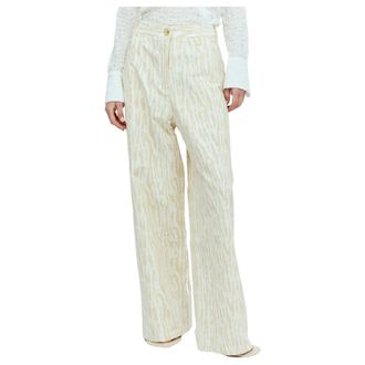 Song for the Mute Bedruckte Baumwollhose - - Trousers - Damen - Beige - M