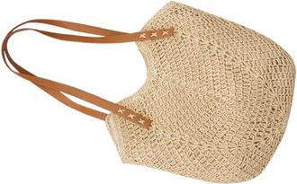 Hemobllo Paquet Fourre-Tout en Paille Tiss&eacute;e &agrave; la Main Paquet &agrave; Bandouli&egrave;re Femme Beige L&eacute;ger et Spacieux Vacances et Sorties Estivales d&Eacute;t&eacute; et Pratique