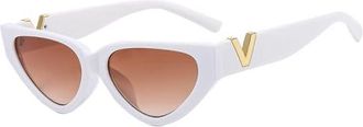 Generic Lunettes de soleil tendance 2026 2024 Cateye Lunettes de soleil féminines UV400 pour femmes lunettes de soleil vintage, Thé blanc, Taille unique