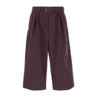 Dries Van Noten Shorts en coton popeline ceintur&eacute;s Preaches - Homme - Shorts - Violet - Taille: L