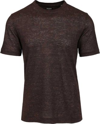 Ermenegildo Zegna Homme, Tops, Brun, Taille: L T-shirt en lin