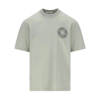 Stone Island Homme, Tops, Vert, Taille: S Logo Print T-shirt