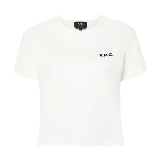 A.P.C. Logo-Applikation T-Shirt mit Rundhalsausschnitt - - Tops - Damen - Wei&szlig; - L