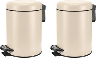 Kleine Wolke Kosmetikeimer One, Farbe: Natur, Material: Edelstahl/PP, Gr&ouml;&szlig;e: Eimer 3 Liter 16,8 cm x 25 cm (Packung mit 2)