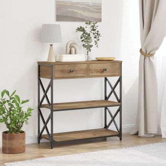 vidaXL Vidaxl - Konsole Tisch Artisan Eiche 75x28x75 cm Ingenieure Holz und Stahl