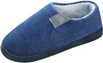 Generic House for Men Chaussons chauds en peluche pour homme Chaussons souples &agrave; enfiler pour homme Pantoufles dint&eacute;rieur et dext&eacute;rieur Taille 45, bleu marine