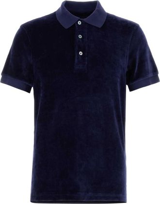 Tom Ford Homme, Tops, Bleu, Taille: M Polo ML en Velours Modal