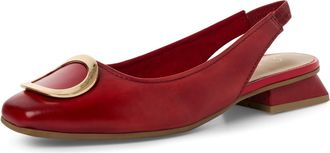 Marco Tozzi Damen Slingpumps aus Leder Kleiner Absatz, Rot (Red), 38 EU