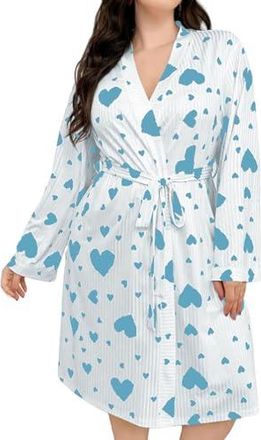 Generic Robe de chambre pour femme grande taille avec imprim&eacute; coeur, tenue d&eacute;contract&eacute;e et confortable, v&ecirc;tement de d&eacute;tente, v&ecirc;tement de d&eacute;tente, l&eacute;ger et res