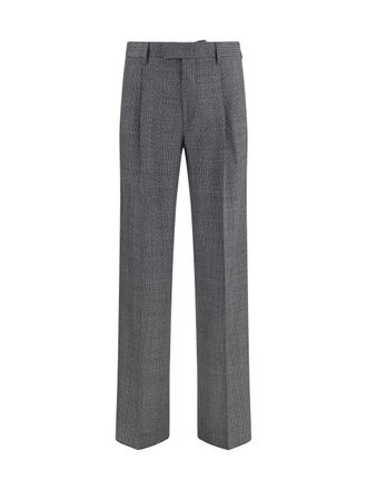 Lardini Mens Tailored Cotton-Blend Pants Grey Polyester Trousers