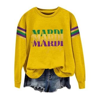 Generic Sweat-shirt pour femme - Pull basique &agrave; manches longues - Col rond - Manches longues - Automne - Hiver - D&eacute;contract&eacute; - Haut d&eacute;contract&eacute; - Lettre impri