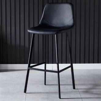 Generic Moderner Blauer Barhocker aus Leder mit R&uuml;ckenlehne, armloser hoher Esszimmerstuhl f&uuml;r die K&uuml;cheninsel, stilvoller Barhocker mit Metallbeinen