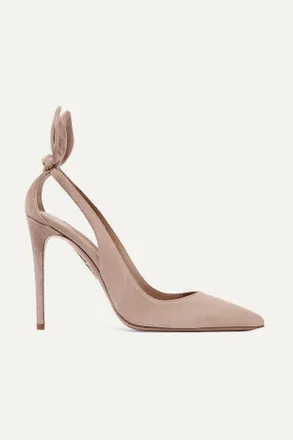 Aquazzura Bow Tie 105 Pumps Aus Veloursleder Mit Knoten - Pink