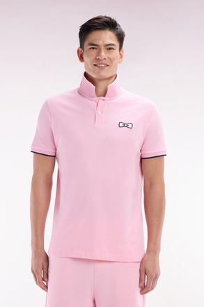 Eden Park Polo &Agrave; Manches Courtes En Coton Rose Broderie Ton Sur Ton Coupe D&eacute;contract&eacute;e