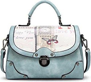 Nicole & Doris NICOLE&DORIS élégant Femme Sacs à Main Bandoulière Sacs portés Main Tote Sacs portés épaule Messenger Bag Crossbody Bag Multifonction Durable PU Bleu