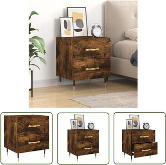 vidaXL The Living Store Nachttisch R&auml;uchereiche 40x35x47,5 cm Holzwerkstoff - Nachttisch - Beistelltisch - Wohnzimmerm&ouml;bel - Schlafzimmerschr&auml;nke - Holzm&ouml;bel