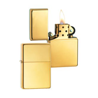 Zippo Sturmfeuerzeug - Modell Vintage - High Polish Brass Finish in Gold - Nachf&uuml;llbar - Wiederverwendbar - Windfestes Design - Geschenkbox - Made in USA