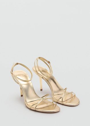 Mango Sandal mit Absatz und gekreuzten Riemen gold - Damen - 35 - MANGO