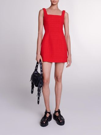 Maje Kurzes Kleid Aus Tweed - Rot - Gr&ouml;&szlig;e 38 - Maje