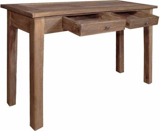 vidaXL Vidaxl - Table console en bois dacajou massif 123x42x75 cm - 2 tiroirs - Style vintage - Fait main avec bois r&eacute;cup&eacute;r&eacute;