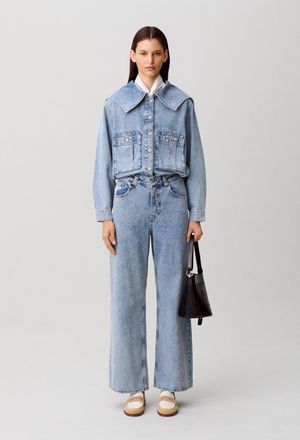 Claudie Pierlot Jean large et droit denim d&eacute;lav&eacute;