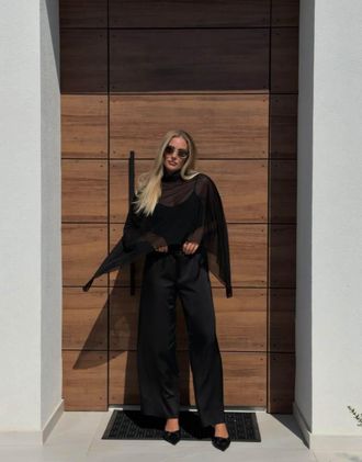 NA-KD Mesh-Cape-Oberteil in Schwarz