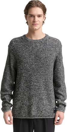 Tom Tailor Herren 1049223 Strickpullover in Melange-Optik, 15967-Black White Mouline, M