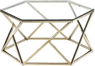 Vente-Unique Table basse en verre tremp&eacute; et acier inoxydable - Dor&eacute; - KERIANE de Pascal MORABITO