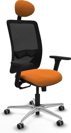 Piqueras y Crespo B&uuml;rostuhl Zulema mit 3D-Armen, h&ouml;henverstellbare Lendenwirbelst&uuml;tze und festes Kopfteil, ausgestattet mit 3 Positionen und Schneidschaum, Schwarz/Oran