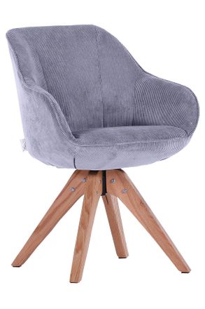 home24 Armlehnstuhl, Hellgrau, Textil, Eiche, massiv, eckig, 60x83x65 cm, Stoffauswahl, Sitzfl&auml;che 360&deg; drehbar, Esszimmer, St&uuml;hle, Esszimmerst&uuml;hle, Armlehne