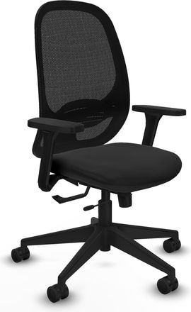 Piqueras y Crespo B&uuml;rostuhl aus schwarzem Kunstleder, zylindrisch, mit 3D-Armlehnen, h&ouml;henverstellbare Lendenwirbelst&uuml;tze, ausgestattet mit Syncro/Traslack und Schneide