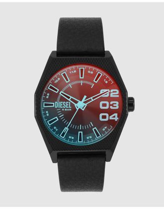 Diesel montre homme Scraper &agrave; trois aiguilles, bracelet en cuir noir - BLACK