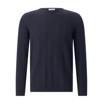 Phil Petter Rundhals-Pullover - - Knitwear - Herren - Blau - M