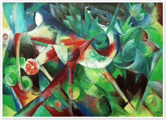 Posterlounge Reh im Blumengarten Poster von Franz Marc 40 x 30 cm Gr&uuml;n Wandbilder Wanddeko