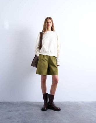 Topshop Short long imitation daim - Vert