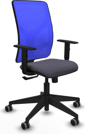 Piqueras y Crespo Drehstuhl mit Rollen, 1D-Armlehnen, h&ouml;henverstellbare Lendenwirbelst&uuml;tze, ausgestattet mit 3 Positionen und Schneideschaum, Blau/Dunkelgrau